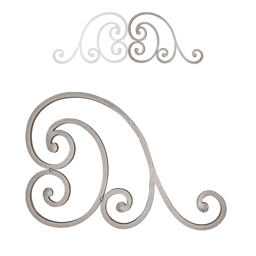 Forged Steel Scroll with Hand Forged Ends. 8-1/4" Width x 9-13/16" Length.