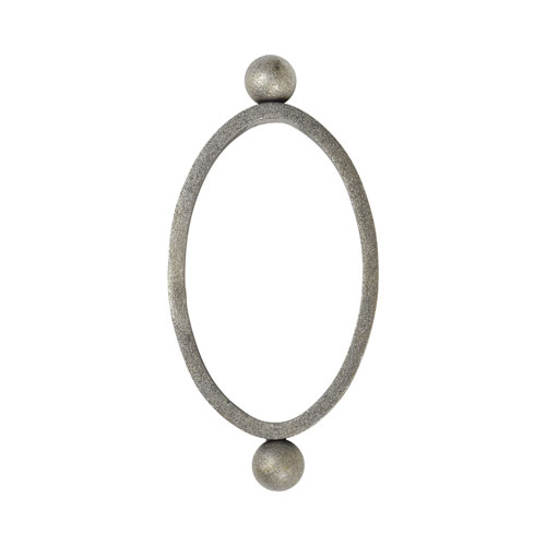 Forged Steel Oval Ring with Two Steel Knobs. 2-15/16" W, 6-1/4" H, .44 lbs