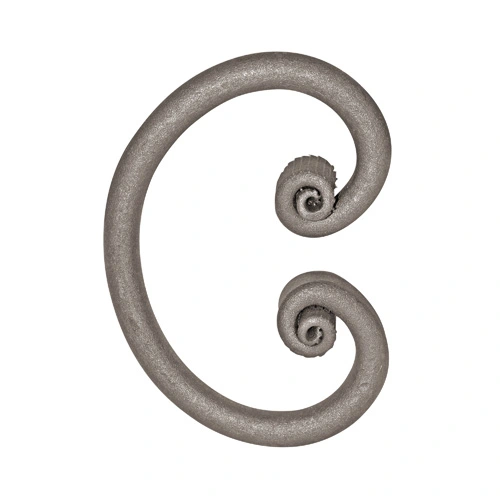 Forged Steel C Scroll, Round Bar. 3-9/16" W, 5-5/16" H, .75 lbs