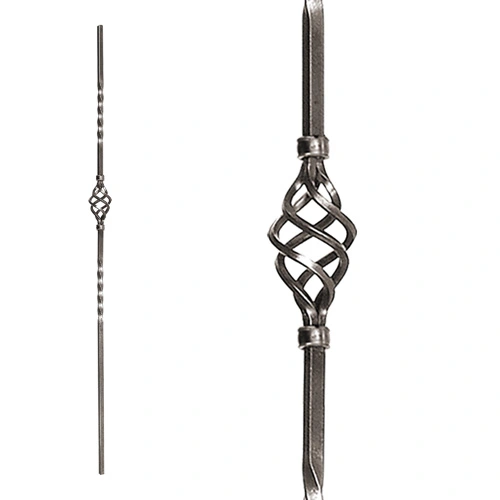 Forged Steel Baluster. Double Twists with Center Basket. 45-1/4" H, 4. ...