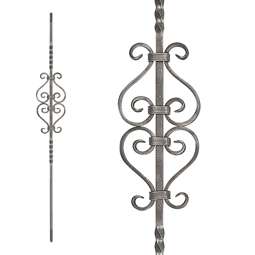 Forged Steel Baluster. Double Twists with 4 S Scrolls Banded. 45-1/4" H ...