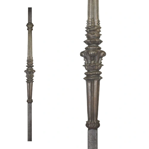 Cast Iron Newel Post with Solid Steel Tangents on the Top and Bottom