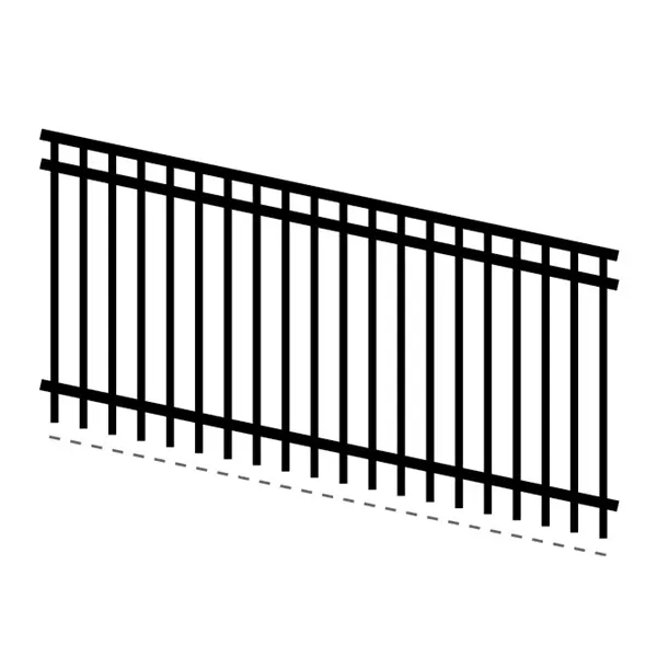Flat Top1.25" 3 Rail 14G 6' x 8' Rake 5/8" Pickets 18G