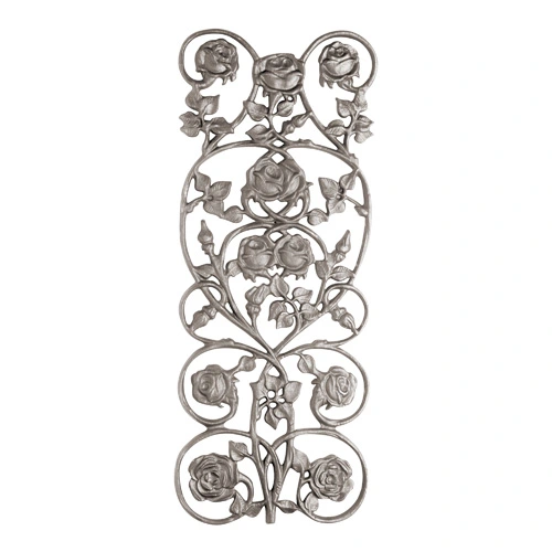 Cast Iron Railing Panel, Rose Design, Double Faced. 9-7/8" W, 25" H, 13 lbs