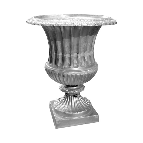 Large Aluminum Venetian Urn. 20-1/2" Top Diameter, 11" Square Base, 24 ...